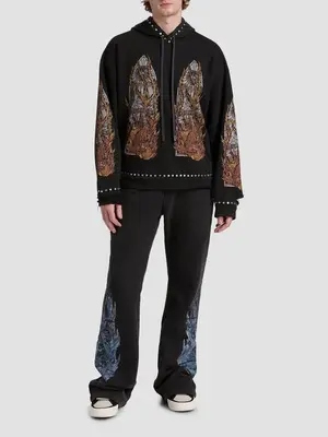WHO DECIDES WAR Stained-glass Studded Cotton Hoodie