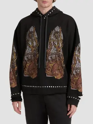 WHO DECIDES WAR Stained-glass Studded Cotton Hoodie