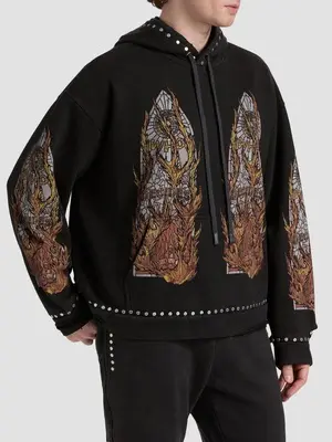 WHO DECIDES WAR Stained-glass Studded Cotton Hoodie