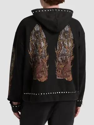 WHO DECIDES WAR Stained-glass Studded Cotton Hoodie