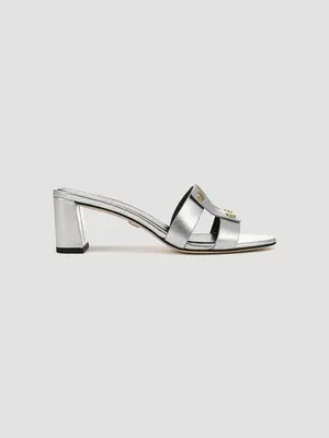 Veronica Beard Via 55mm Leather Block Sandals - Silver