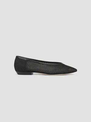Veronica Beard Bancroft Mesh-leather Ballerina Flats - Black