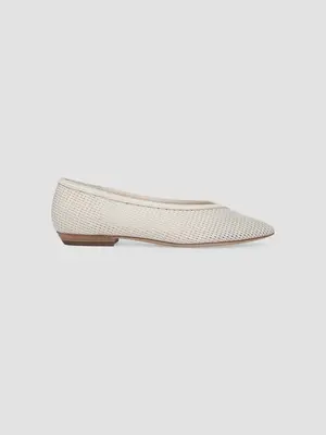 Veronica Beard Bancroft Mesh-leather Ballerina Flats - Ecru
