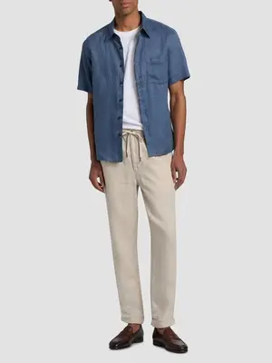 Theory Irving Relaxed-fit Linen Pocket Shirt - Bering