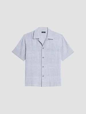 Theory Checked Textured Cotton-blend Camp Shirt - Bering Multi