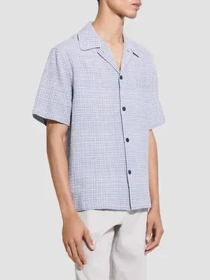 Theory Checked Textured Cotton-blend Camp Shirt