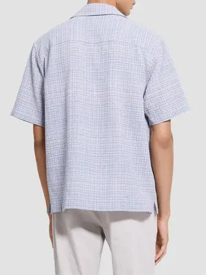 Theory Checked Textured Cotton-blend Camp Shirt