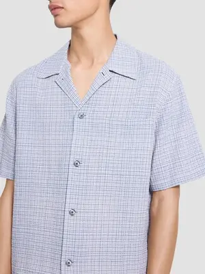 Theory Checked Textured Cotton-blend Camp Shirt