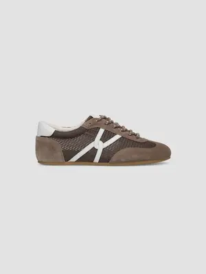 Veronica Beard Riviera Mesh Suede Low-top Sneakers - Bark