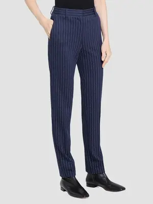 Theory Pinstriped Crepe Slim-fit Pants