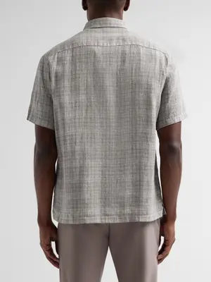 Theory Irving Plaid Linen Shirt