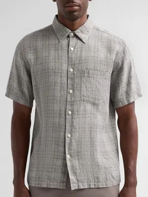 Theory Irving Plaid Linen Shirt
