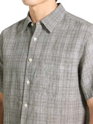 Theory Irving Plaid Linen Shirt