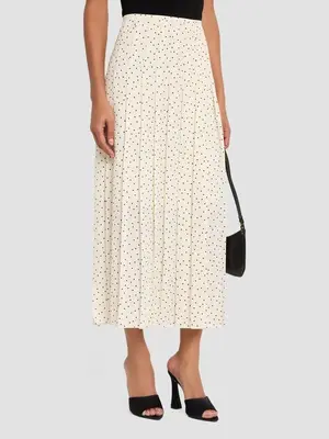 Theory Polka Dot Pleated Midi Skirt