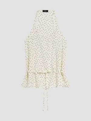 Theory Polka Dot Tie-waist Top - Ivory Multi