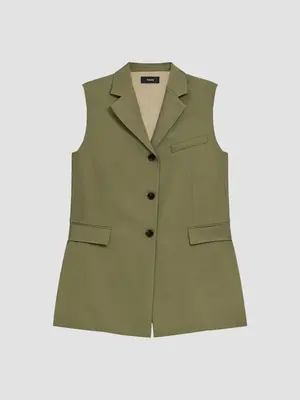 Theory Cinched-waist Vest - Forest Moss
