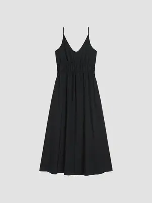 Theory Gathered Tie-waist Midi-dress - Black