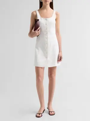 Theory Linen-blend Sculpted Button-front Minidress