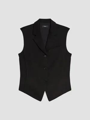 Theory Notch Lapel Cinched Satin Vest