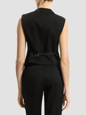 Theory Notch Lapel Cinched Satin Vest