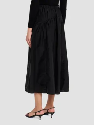 Theory Yoke Cotton-blend Midi Skirt