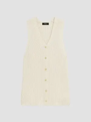 Theory Full Cardigen Rib-knit Cotton Vest