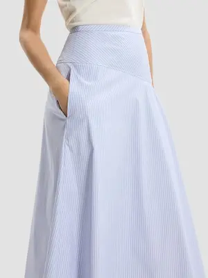 Theory Striped Cotton-blend Maxi Skirt