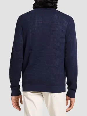 Theory Walton Knit Cotton Zip-front Sweater - Baltic