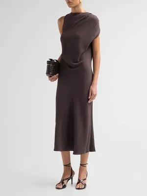 Theory Twisted Shoulder Midi Dress