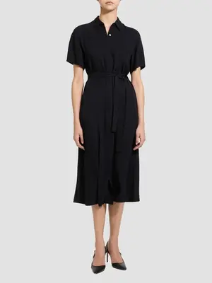 Theory Belted Twill Midi Shirtdress