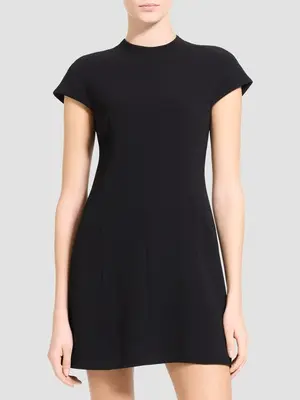 Theory Cap-sleeve Mockneck Mini Dress - Black