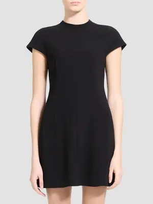 Theory Cap-sleeve Mockneck Mini Dress - Black