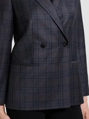 Theory Plaid Relaxed-fit Double-breasted Jacket