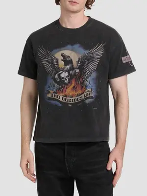 WHO DECIDES WAR Moon Jersey Graphic Washed Cotton T-shirt
