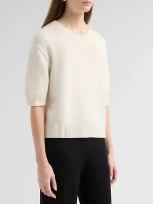 Theory Cashmere Crop Sweater - Ivory