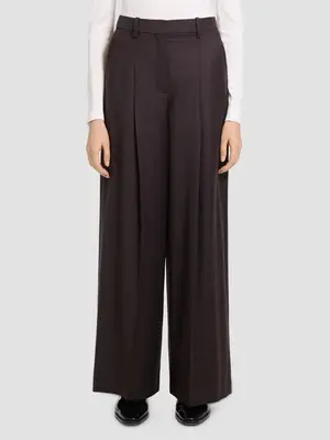 Theory Pleated Wool Wide-leg Trousers