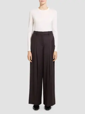 Theory Pleated Wool Wide-leg Trousers