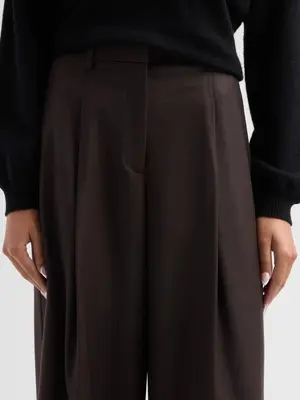 Theory Pleated Wool Wide-leg Trousers