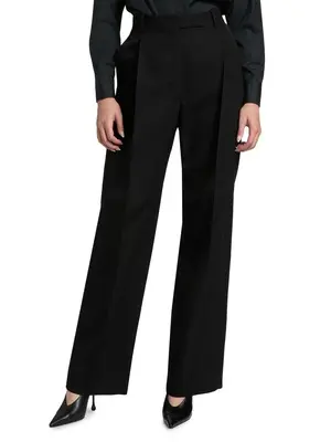 TOM FORD Sharp Wool Pleated High-rise Wide-leg Pants