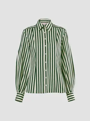 Carolina Herrera Isabella Striped Cotton-blend Shirt - Ivory Multi