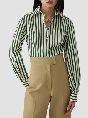 Carolina Herrera Isabella Striped Cotton-blend Shirt