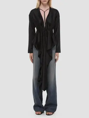 Helmut Lang Scarf-drape Silk Top - Black
