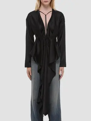Helmut Lang Scarf-drape Silk Top - Black