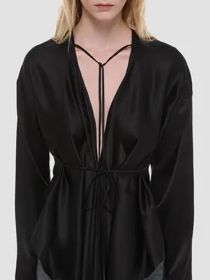 Helmut Lang Scarf-drape Silk Top - Black