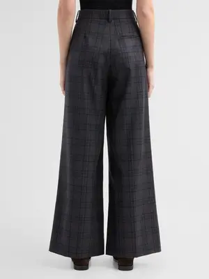 Theory Plaid Wool Wide-leg Trousers