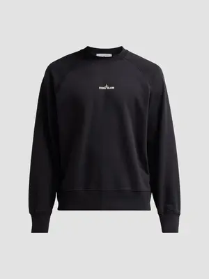 Stone Island Felpa Cotton Crewneck Sweatshirt - Black