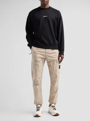 Stone Island Felpa Cotton Crewneck Sweatshirt - Black