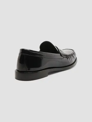 TOM FORD Burnished Leather Penny Loafers - Black