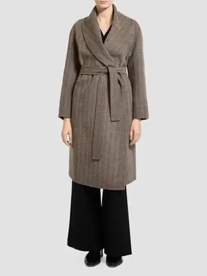 Theory Herringbone Wool-cashmere Shawl Coat