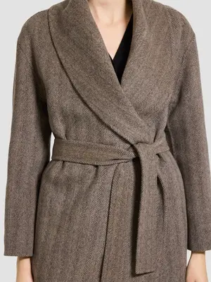 Theory Herringbone Wool-cashmere Shawl Coat